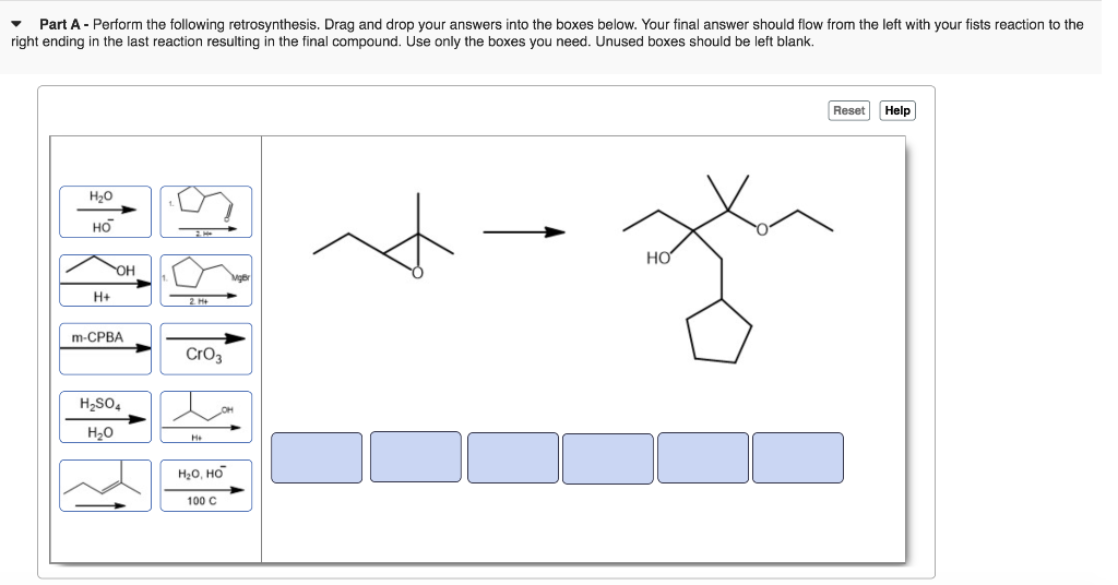 Solved Part A - Perform the following retrosynthesis. Drag | Chegg.com