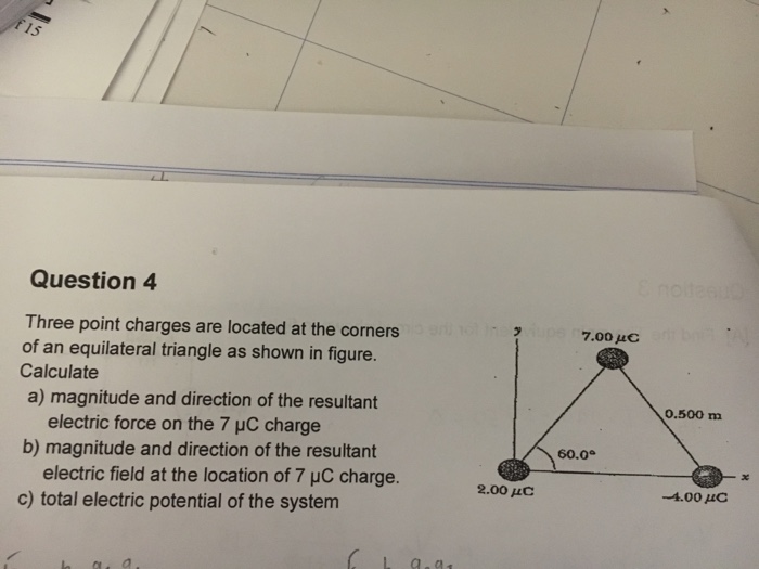 Solved Three point charges are located at the corners of an | Chegg.com