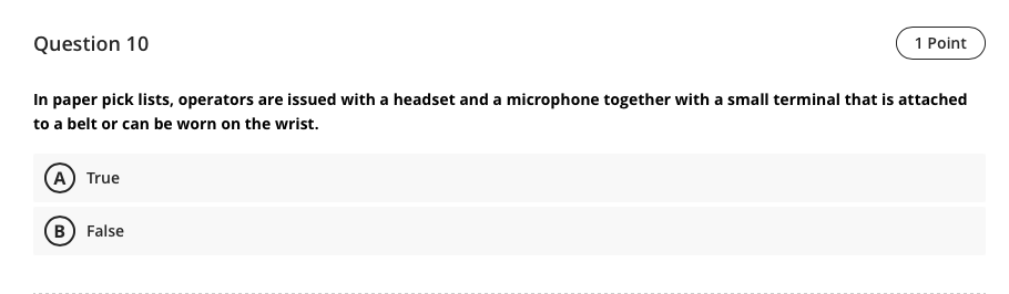 Question 10 1 Point In paper pick lists, operators | Chegg.com