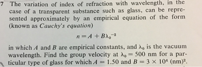 Solved 7 The variation of index of refraction with | Chegg.com