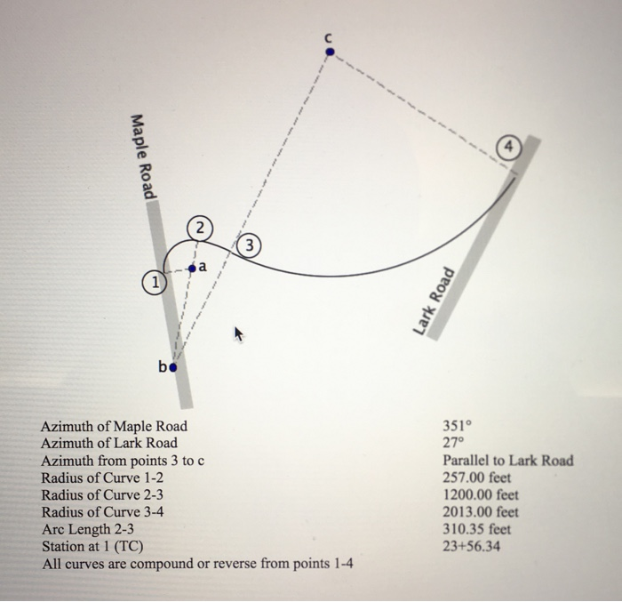 Solved Calculate the centerline curve parameters (I, R, T, | Chegg.com