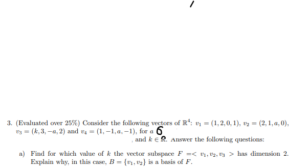 Solved (Evaluated over 25% ) Consider the following vectors | Chegg.com
