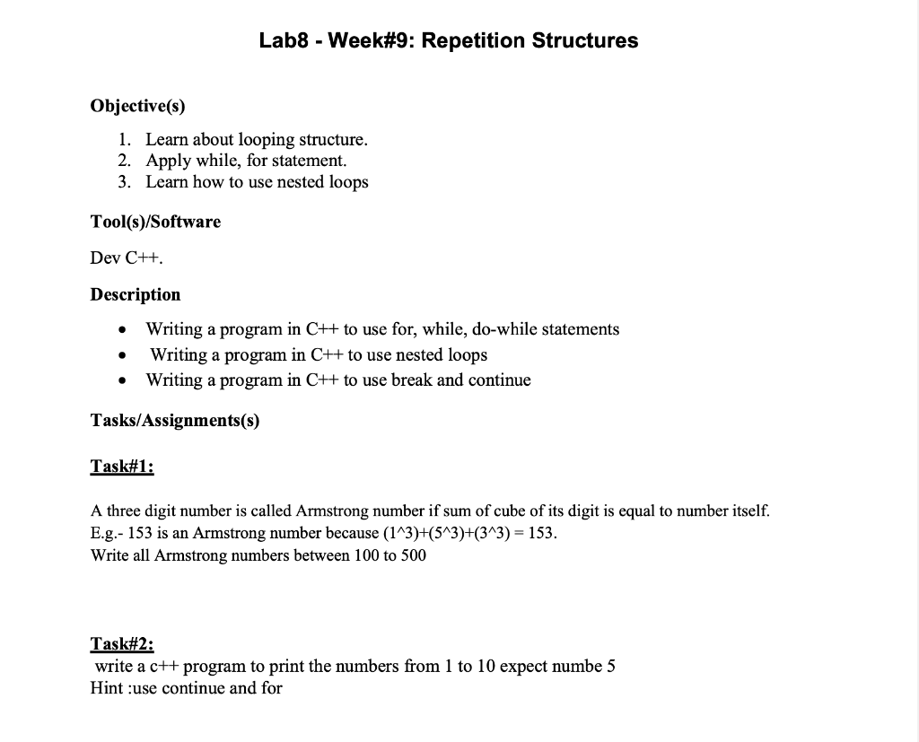 Solved Lab8 Week 9 Repetition Structures Objective s 1 Chegg