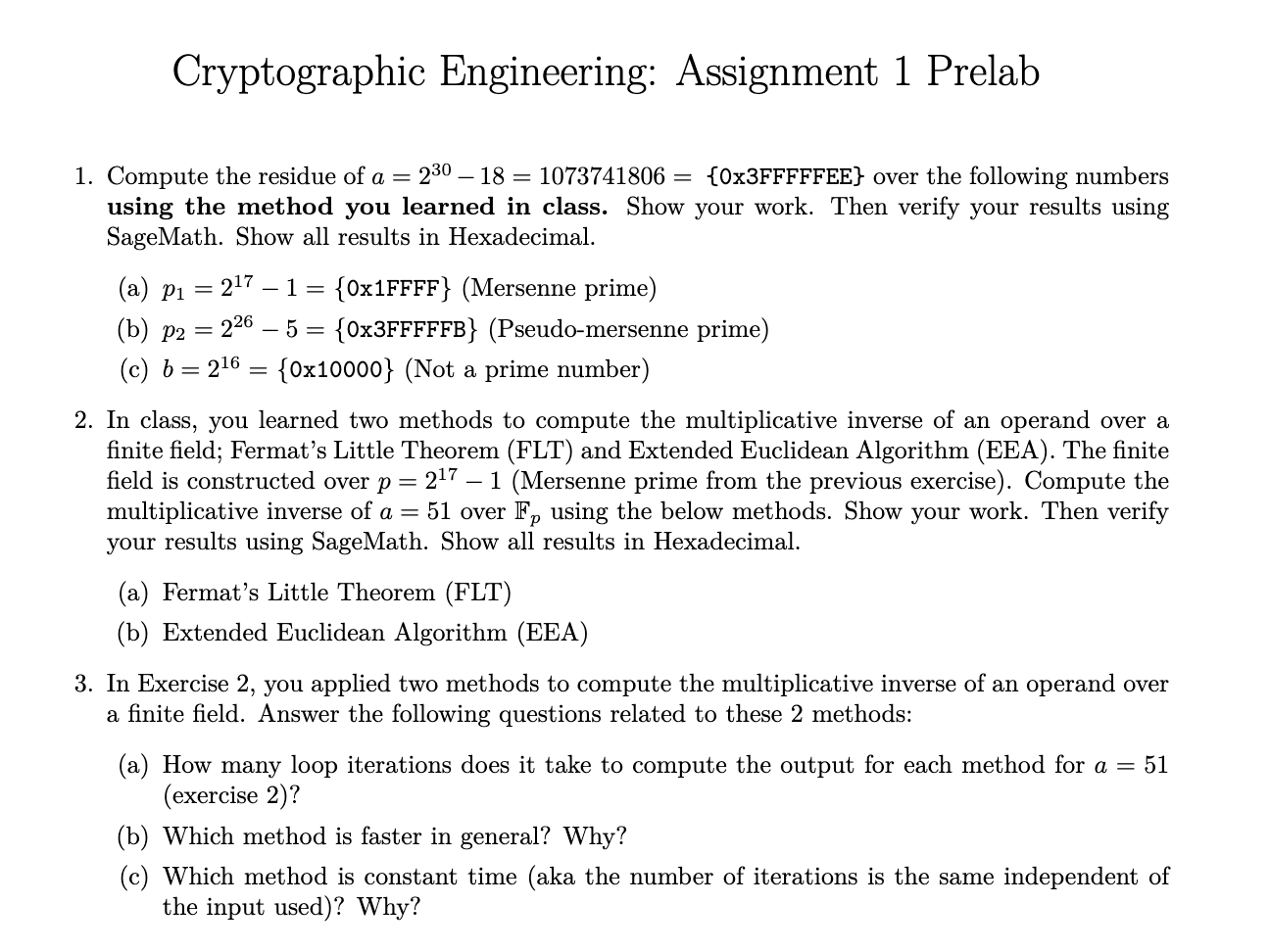 Solved Cryptographic Engineering: Assignment 1 | Chegg.com
