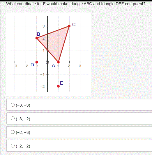 Solved What coordinate for F would make triangle ABC and | Chegg.com