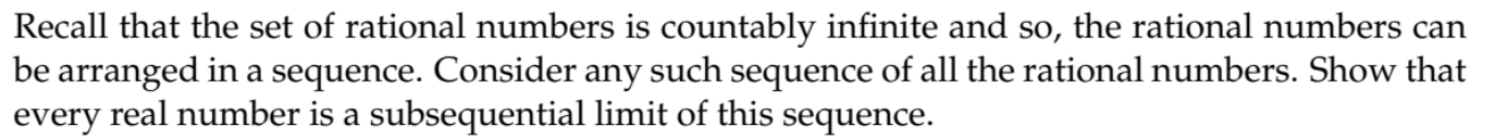 Solved Recall that the set of rational numbers is countably | Chegg.com