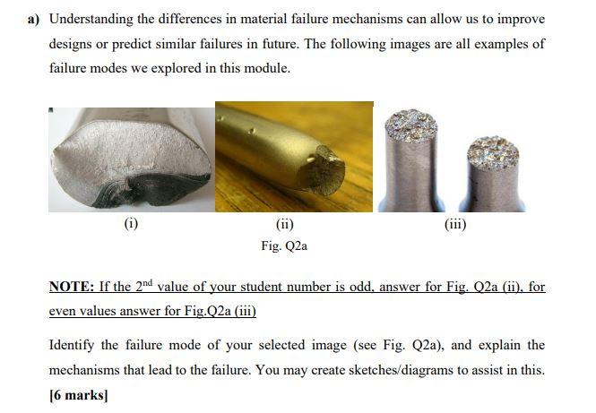 Solved a) Understanding the differences in material failure | Chegg.com