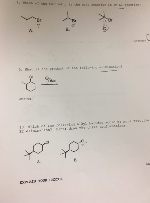 Solved Which of the following is the most reactive in an E2 | Chegg.com