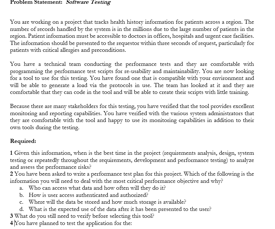 Solved Problem Statement: Software Testing You are working | Chegg.com
