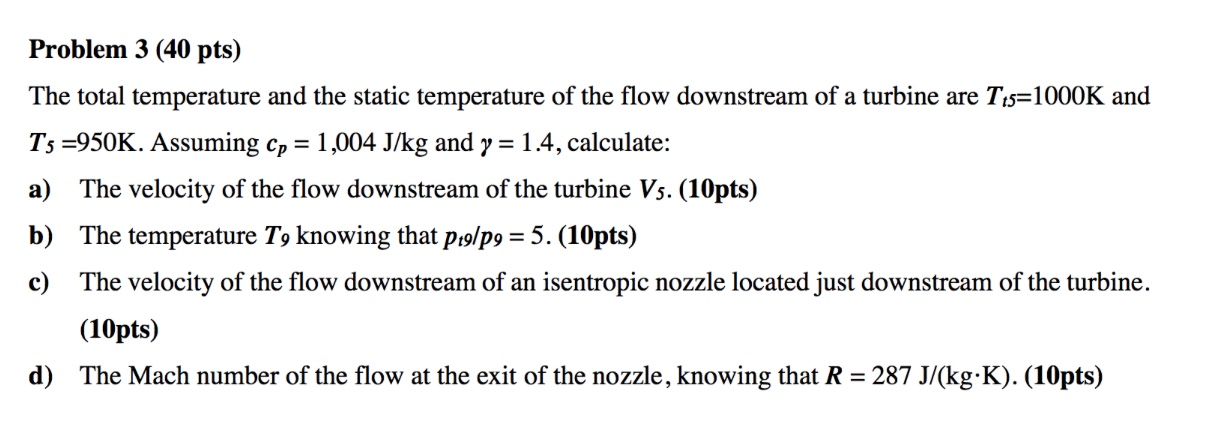 Solved Problem 3 (40 pts) The total temperature and the | Chegg.com