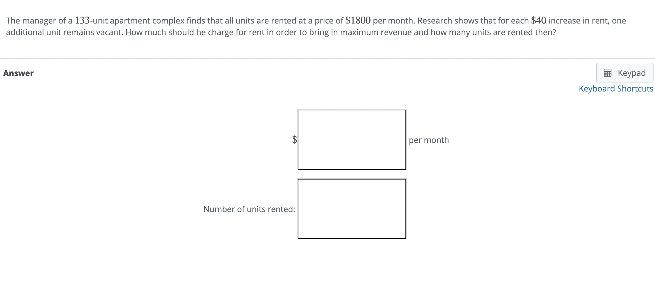 Solved The manager of a 133 -unit apartment complex finds | Chegg.com