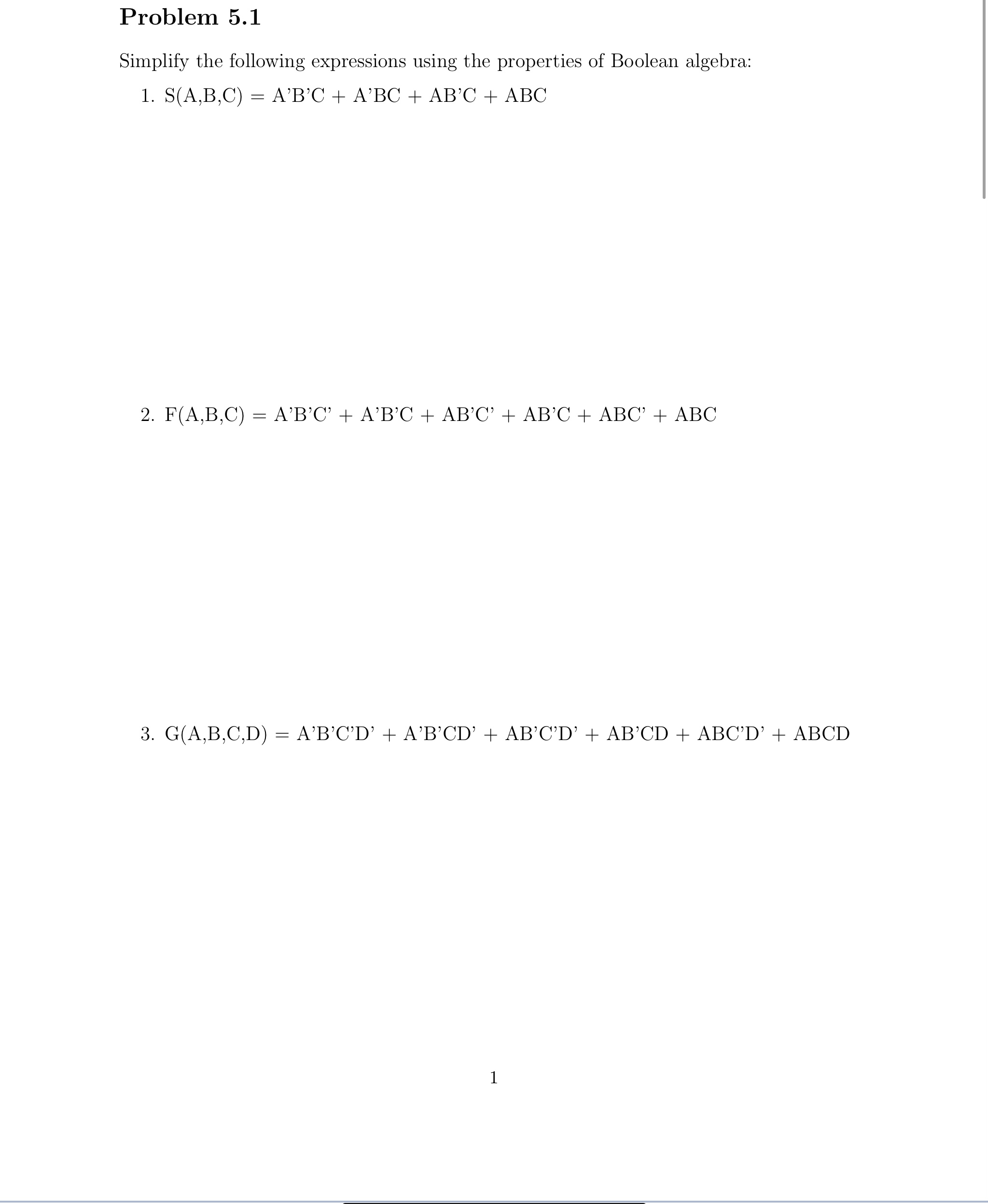 Solved Problem 5.1Simplify the following expressions using | Chegg.com