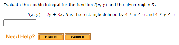 Evaluate the double integral for the function f(x,y) | Chegg.com