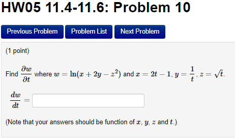 Solved HW05 11.4-11.6: Problem 10 Previous Problem Problem | Chegg.com