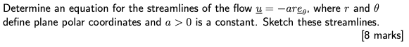 Solved Determine an equation for the streamlines of the flow | Chegg.com
