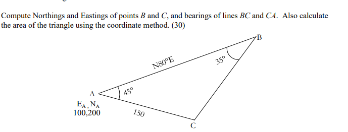 Solved Compute Northings and Eastings of points B and C, and | Chegg.com