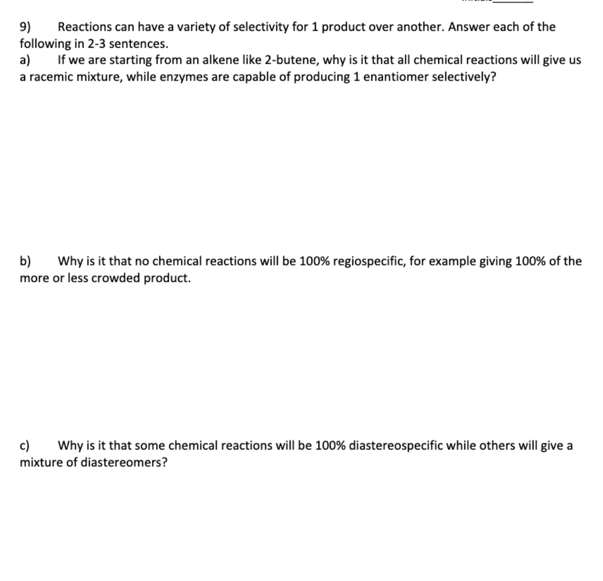 Solved Reactions can have a variety of selectivity for 1 | Chegg.com