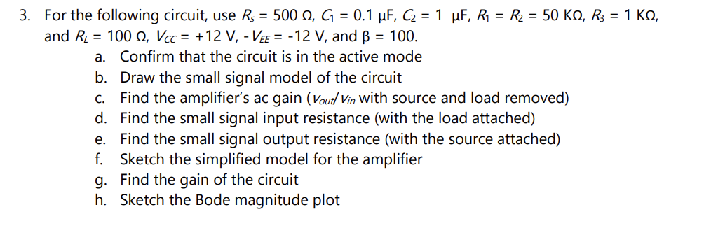 Solved For the following circuit, use | Chegg.com