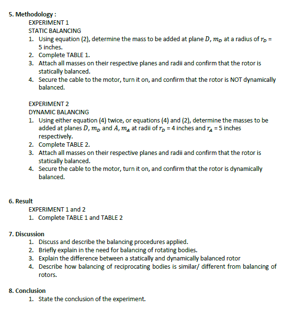 Solved 1. Title : BALANCING OF ROTORS 2. Objectives : | Chegg.com