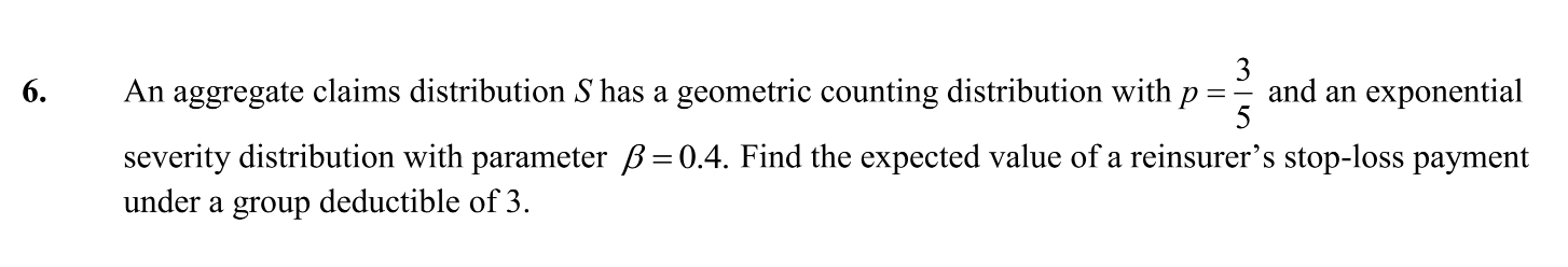 Solved An aggregate claims distribution S has a geometric | Chegg.com