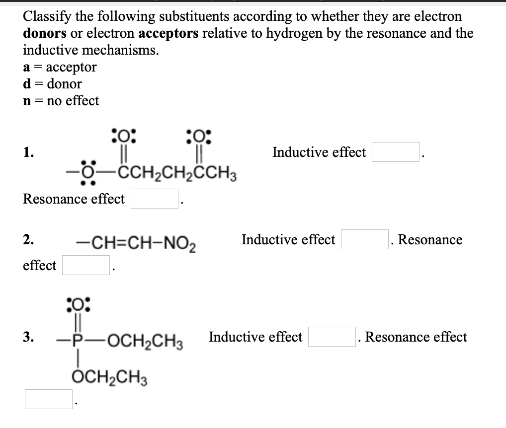 Solved Classify the following substituents according to | Chegg.com