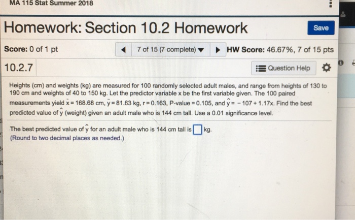 Solved MA 115 Stat Summer 2018 Homework: Section 10.2 | Chegg.com Solved MA 115 Stat Summer 2018 Homework: Section 10.2 | Chegg.com