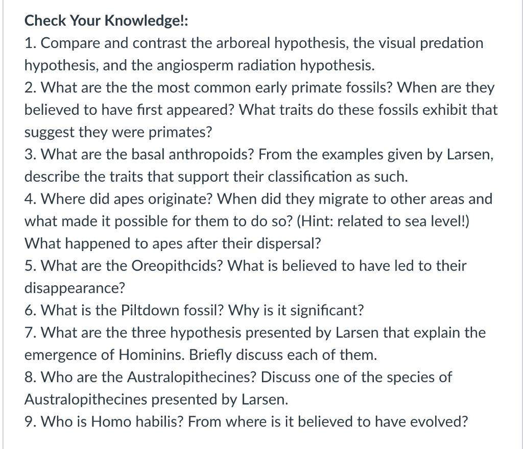 Solved Check Your Knowledge!: 1. Compare and contrast the | Chegg.com