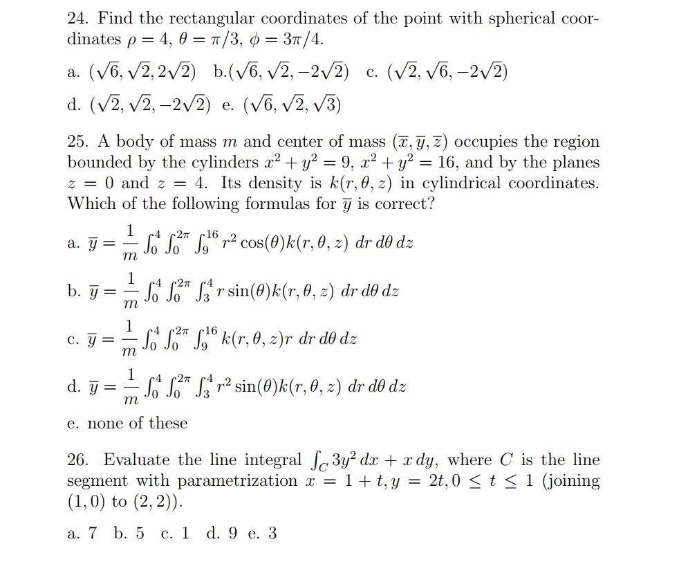 Solved 24. Find the rectangular coordinates of the point | Chegg.com