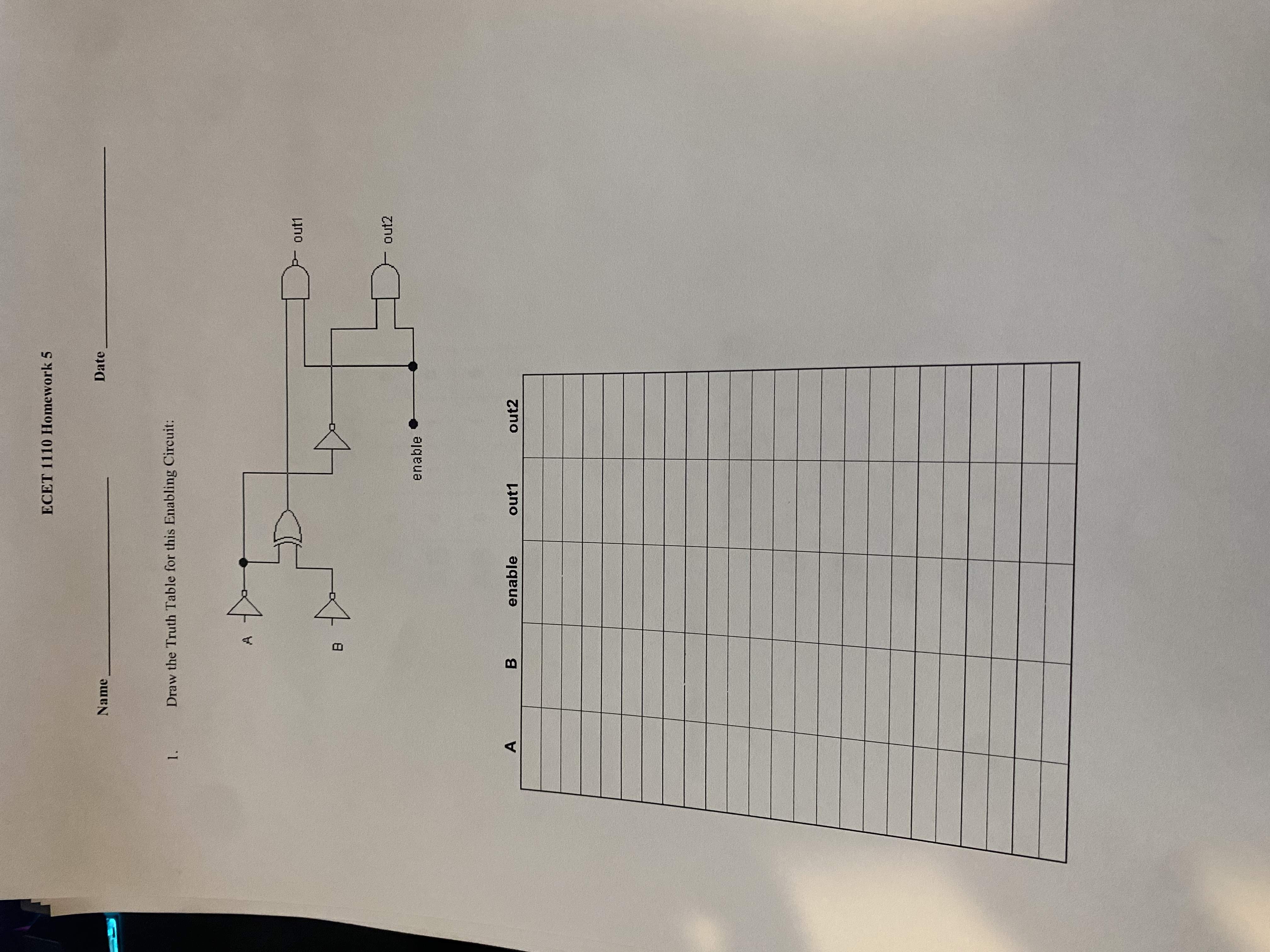 Solved ECET 1110 Homework 5 Name Date Draw the Truth Table | Chegg.com