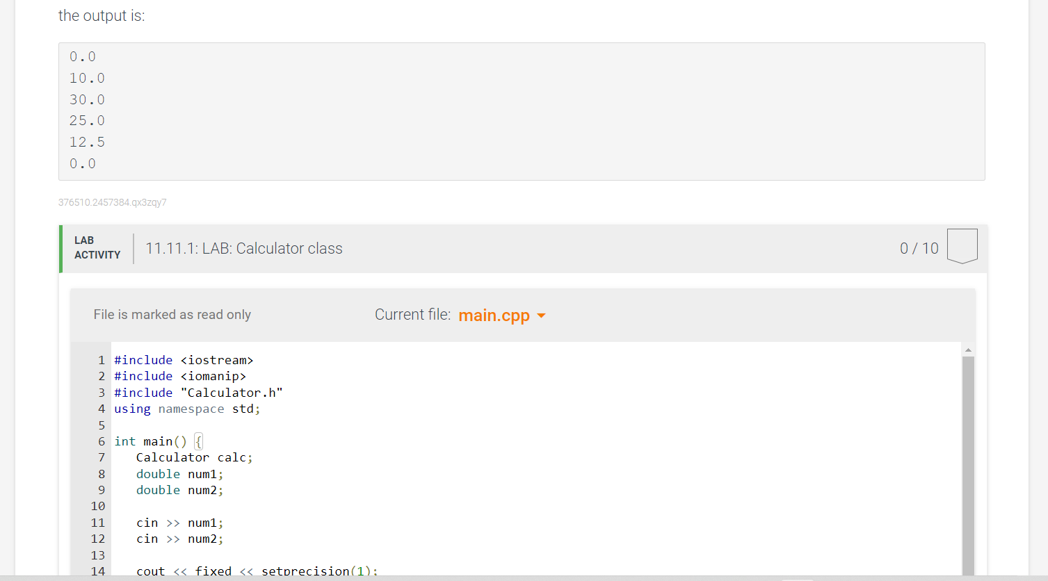 Solved Given main(), complete the Calculator class (in files | Chegg.com