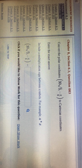 Solved SSIGNMENT RESOURCES Chapter 8, Section 8.3, Question | Chegg.com