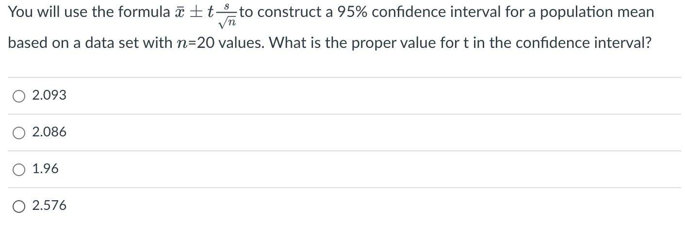 Solved You will use the formula xˉ±tns to construct a 95% | Chegg.com
