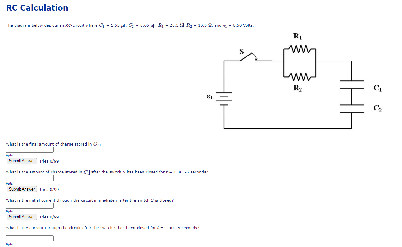 Solved RC Calculation The diagram below depicts an | Chegg.com
