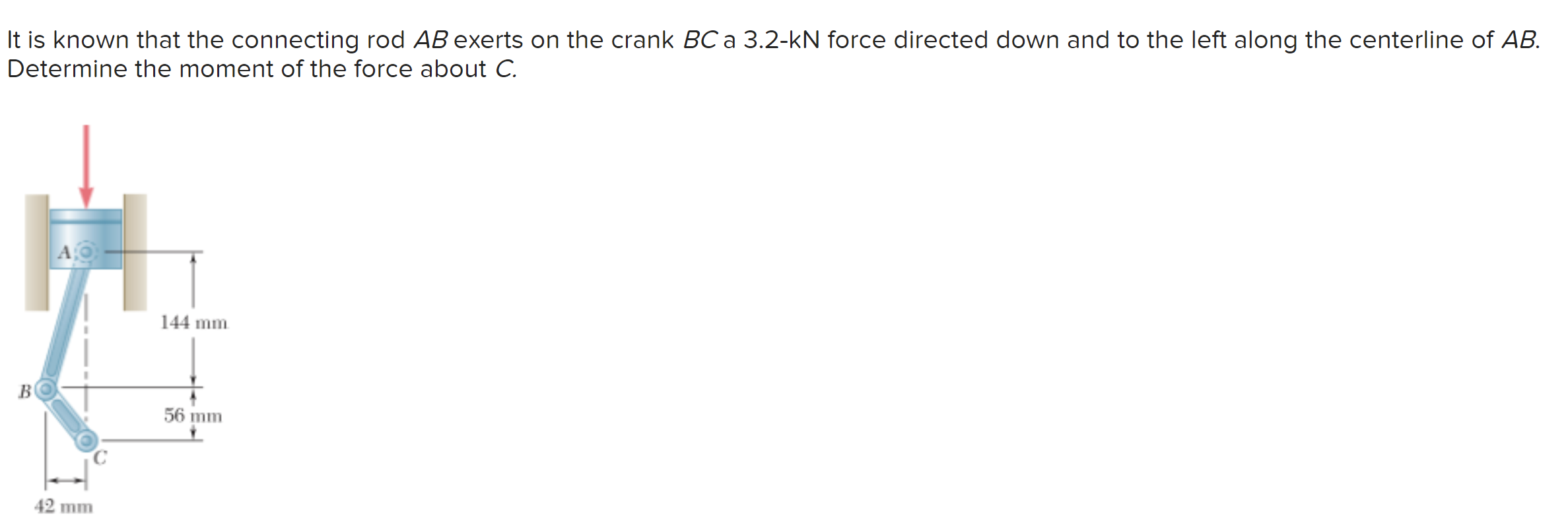 Solved It is known that the connecting rod AB exerts on the | Chegg.com