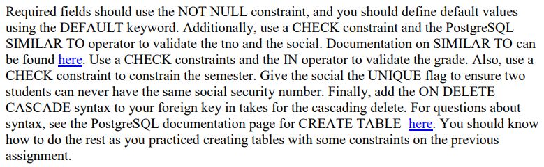 Solved Next, Create two tables called student and takes | Chegg.com