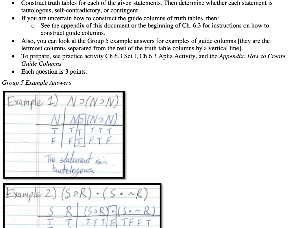 Solved - Construct truth tables for each of the given | Chegg.com
