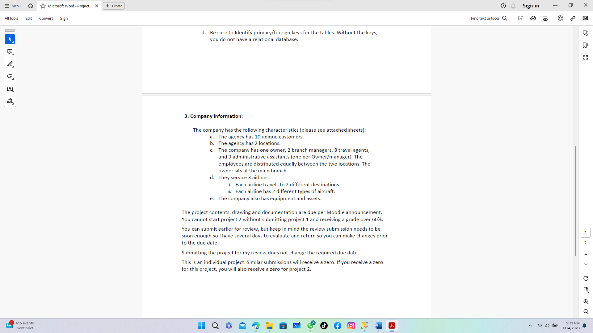 Solved For this project you will be architecting a database | Chegg.com