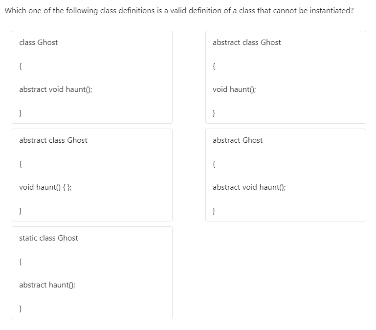 Solved Which one of the following class definitions is a | Chegg.com