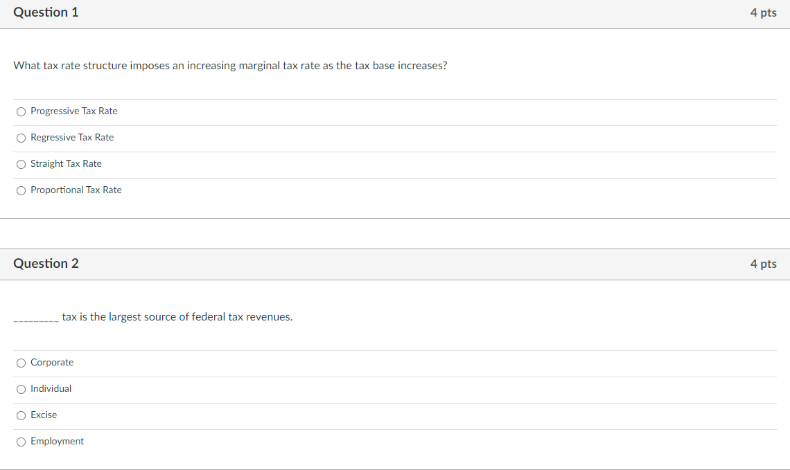 Solved What tax rate structure imposes an increasing | Chegg.com