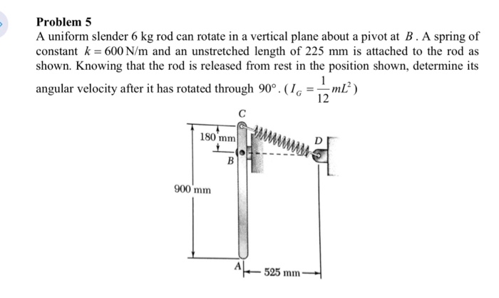 Solved A uniform slender 6 kg rod can rotate in a vertical | Chegg.com