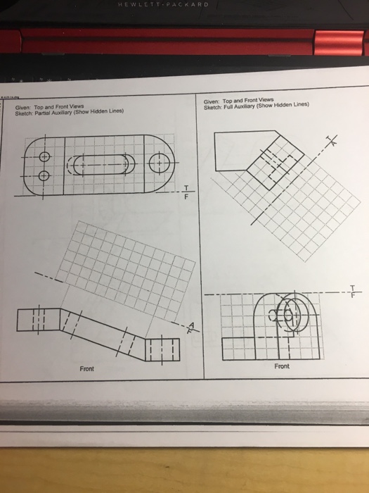 Solved HEWLET Given Top and Front Views Sketch: Partial | Chegg.com