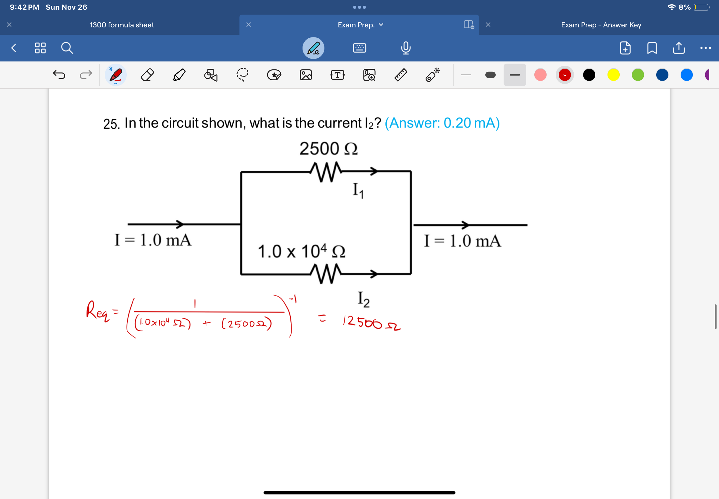 Solved In the circuit shown, what is the current I_(2) ? | Chegg.com