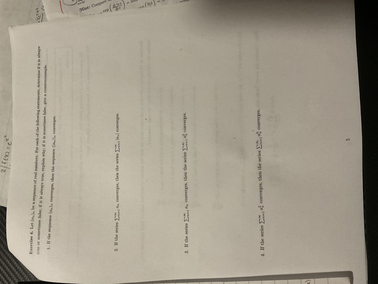 Solved Exercise 4. Let (an)n be a sequence of real numbers. | Chegg.com