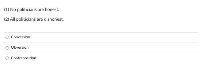Solved Please determine whether conversion, obversion, or | Chegg.com