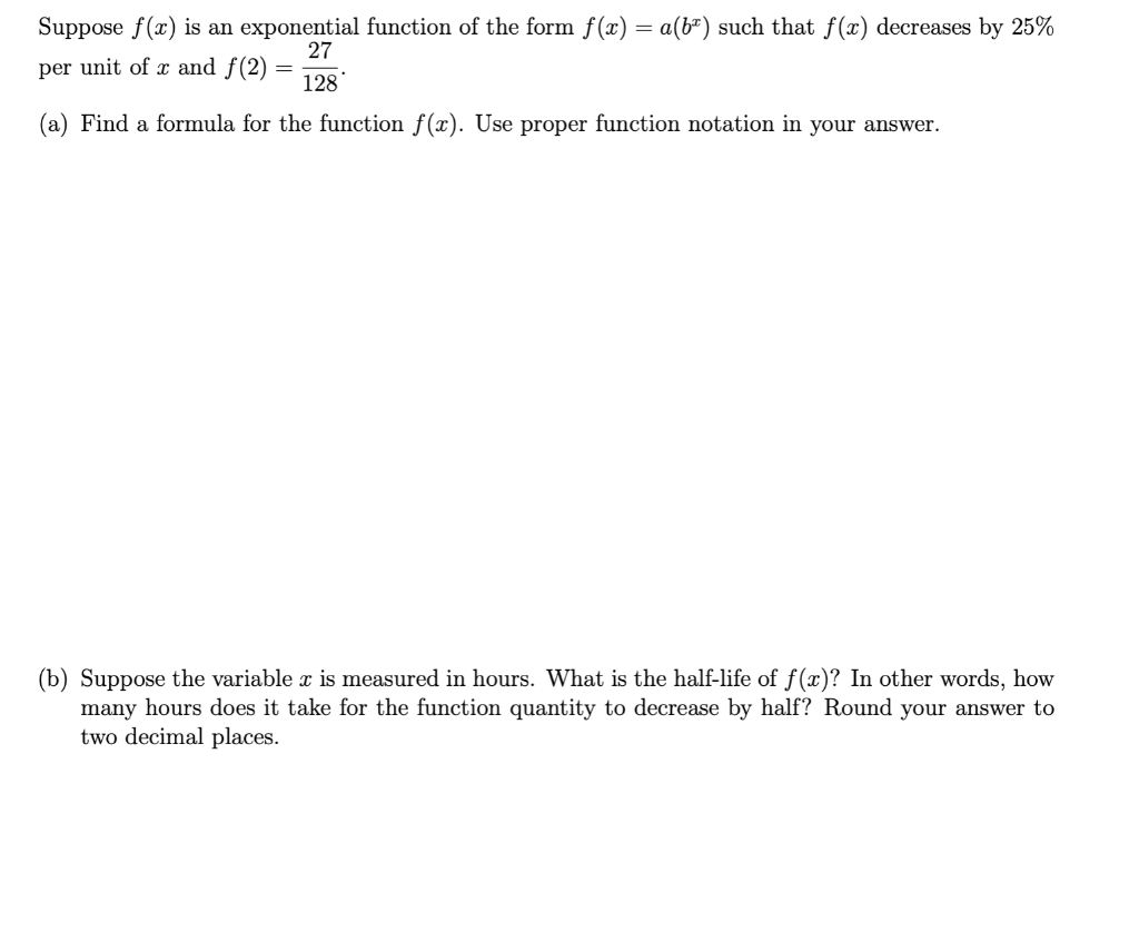 Solved Suppose f(x) is an exponential function of the form | Chegg.com