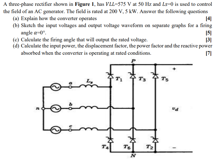 Solved A three-phase rectifier shown in Figure 1, has | Chegg.com