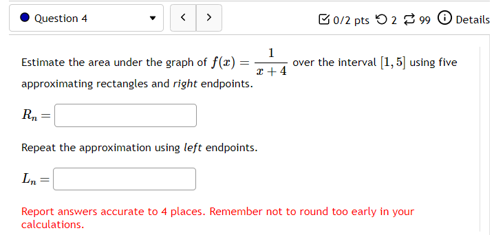 Solved estimate the area under the graph of over the | Chegg.com