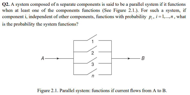 Solved Q2. A system composed of n separate components is | Chegg.com