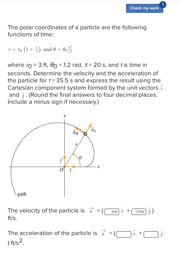 Solved The polar coordinates of a particle are the following | Chegg.com