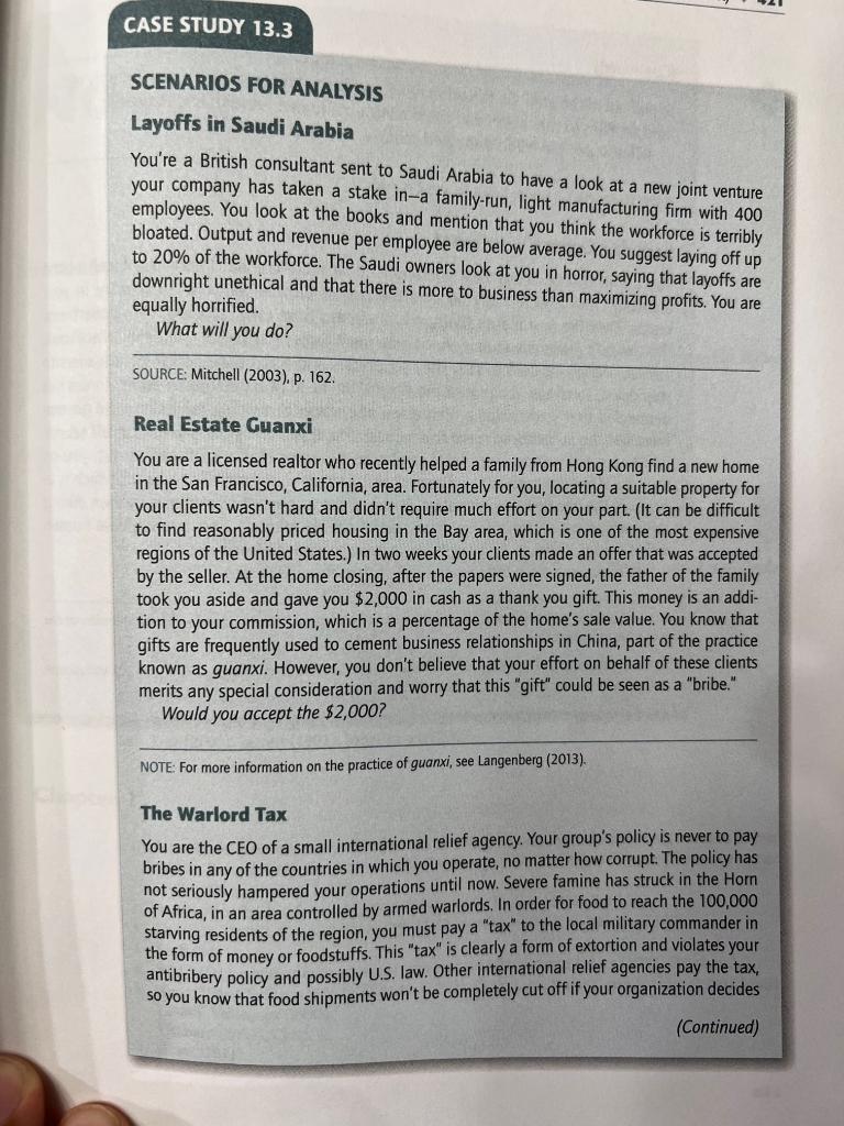 Solved Choose just one scenario to write a response to | Chegg.com